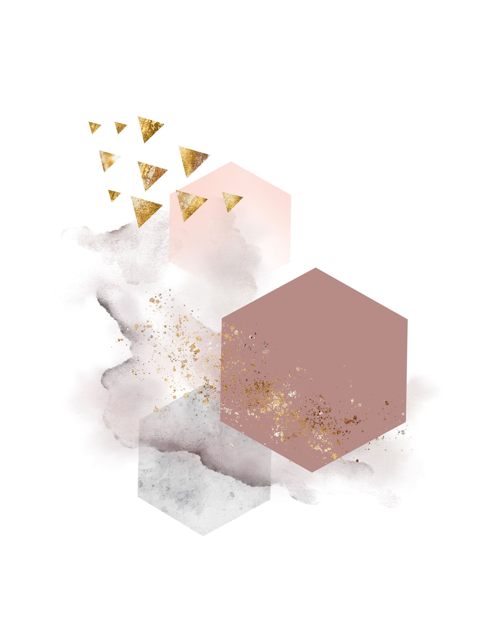 Abstract Shapes Marble Mauve Wall Art with Geometric – Wall and Wonder